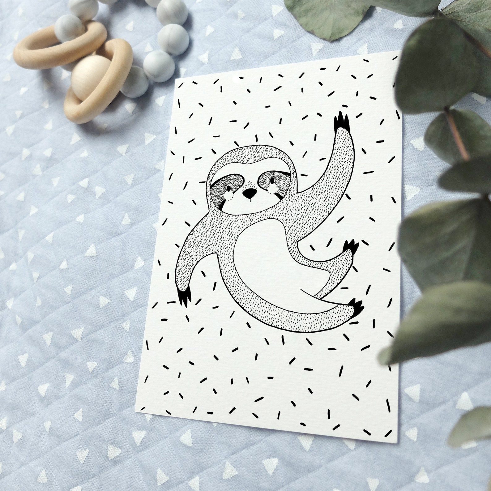 Sloth Poster / Card Wall Decoration for Babies and Children Trois ...