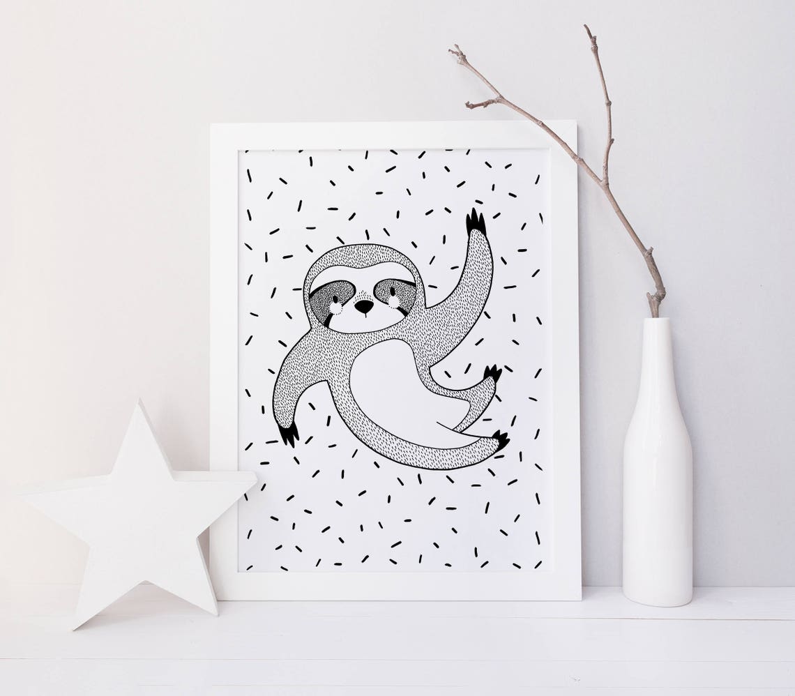 Sloth Poster / Card Wall Decoration for Babies and Children Trois ...