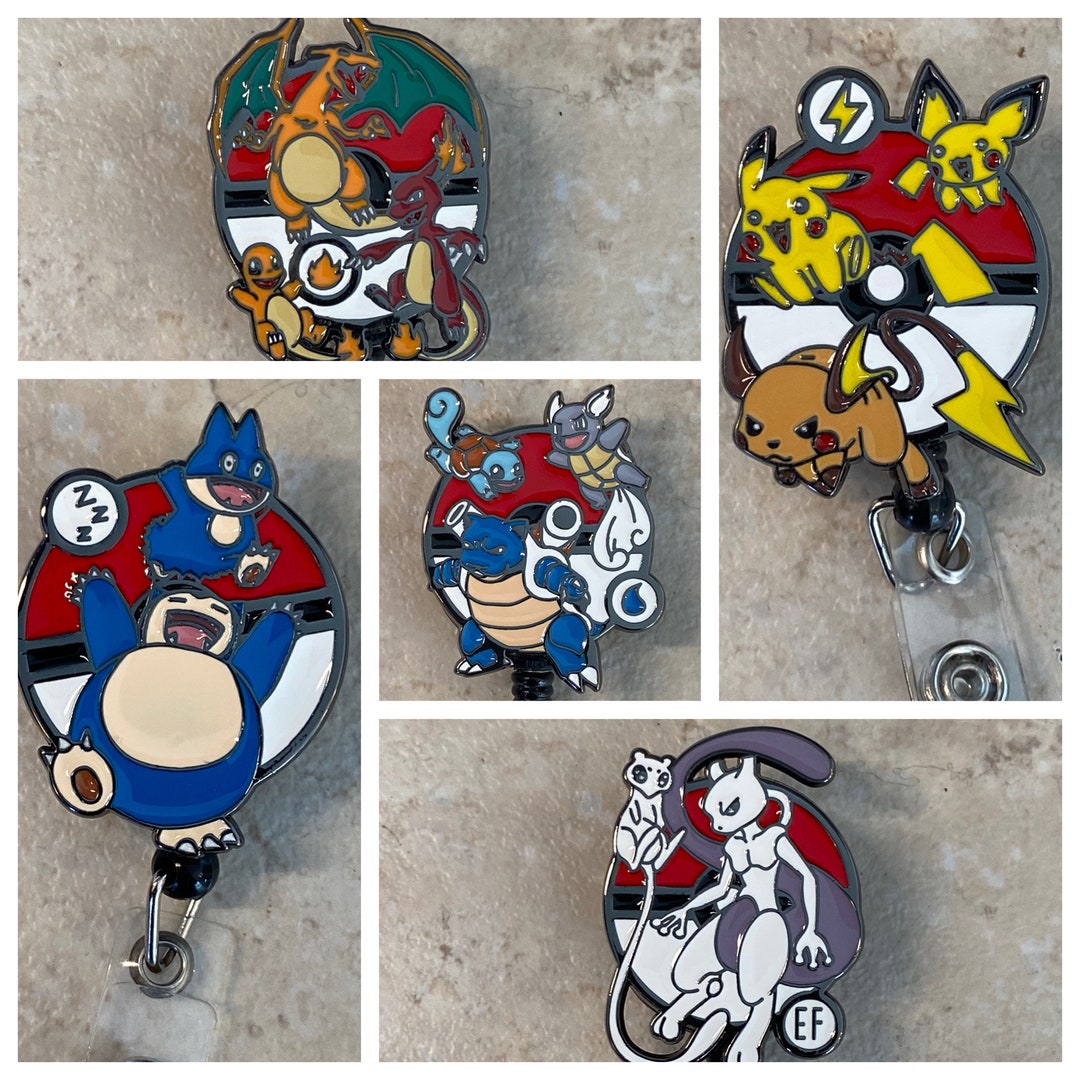 Evolution of Pokemon Badge Reels, Pikachu, Squirtle, Bulbasaur ...