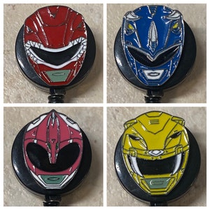 Power Rangers Badge Reel, Green Ranger, Pink Ranger, Red Ranger, Yellow ...
