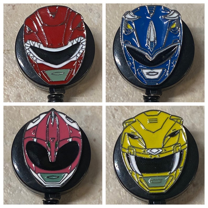 Power Rangers Badge Reel Green Ranger Pink Ranger Red - Etsy