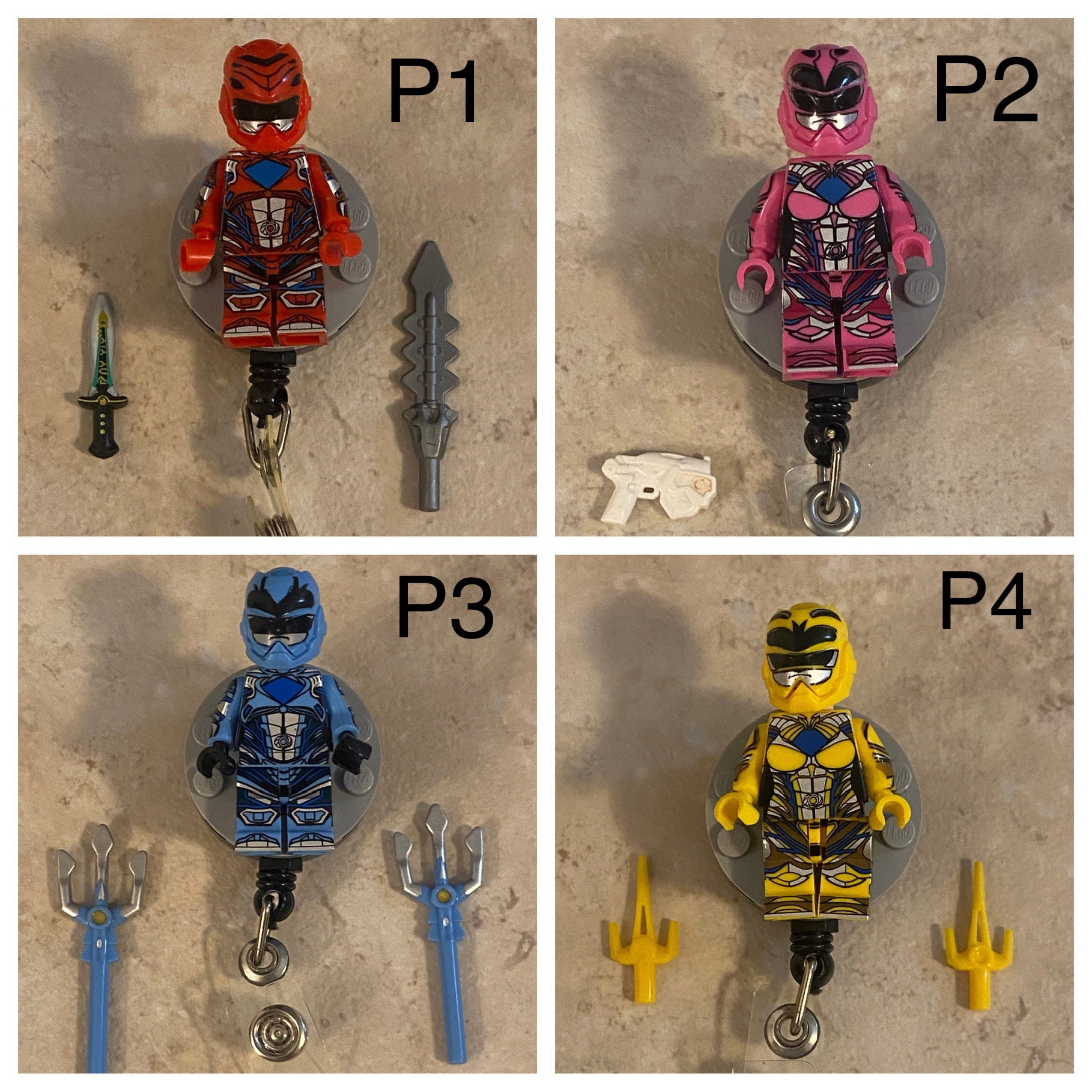 Power Rangers Badge Reel Green Ranger Pink Ranger Red - Etsy