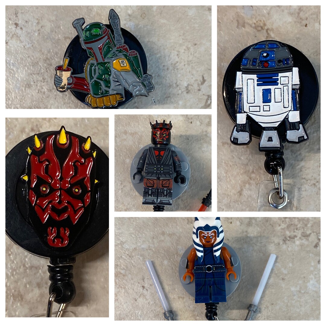 Star Wars Mandalorian, Baby Yoda, Boba Fett, Mickey Mouse Grogu, Storm Trooper Badge Reel ...