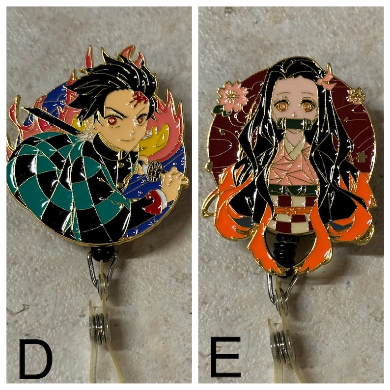 Anime Demon Slayer Badge Reels, Pikachu, Squirtle, Ninja, Samurai ...