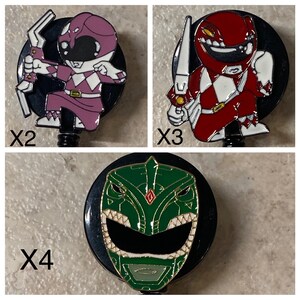 Power Rangers Badge Reel, Green Ranger, Pink Ranger, Red Ranger, Yellow ...