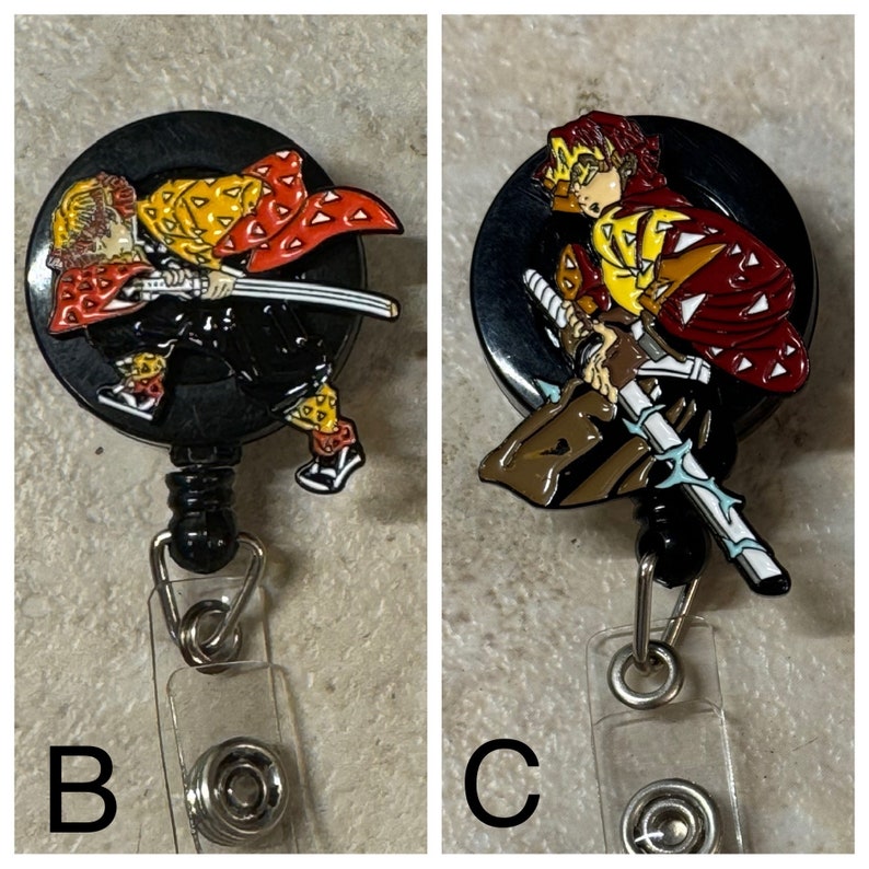 Anime Demon Slayer Badge Reels, Pikachu, Squirtle, Ninja, Samurai ...