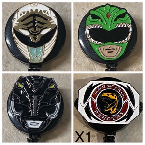 Power Rangers Badge Reel, Green Ranger, Pink Ranger, Red Ranger, Yellow ...