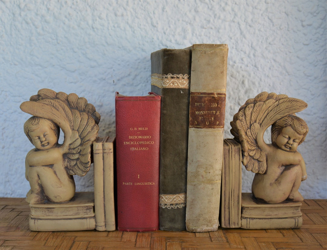 Antique Bookends Terracotta Angel Cherub Putto Bookends Shabby Chic ...