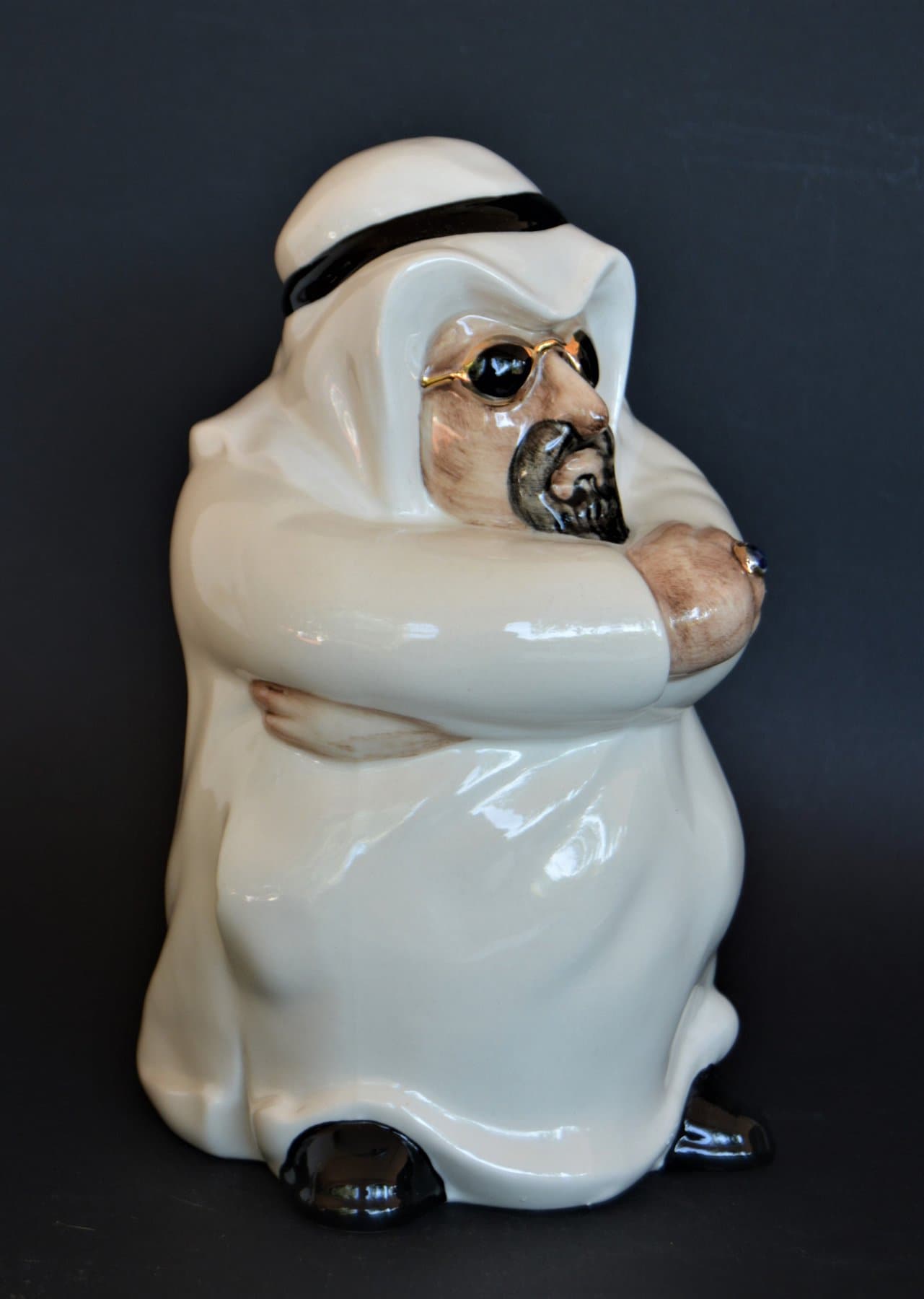 Big Fat and Funny Sheikh Saudi Arab Ceramic Statue Signed Gift Al Jaber ...