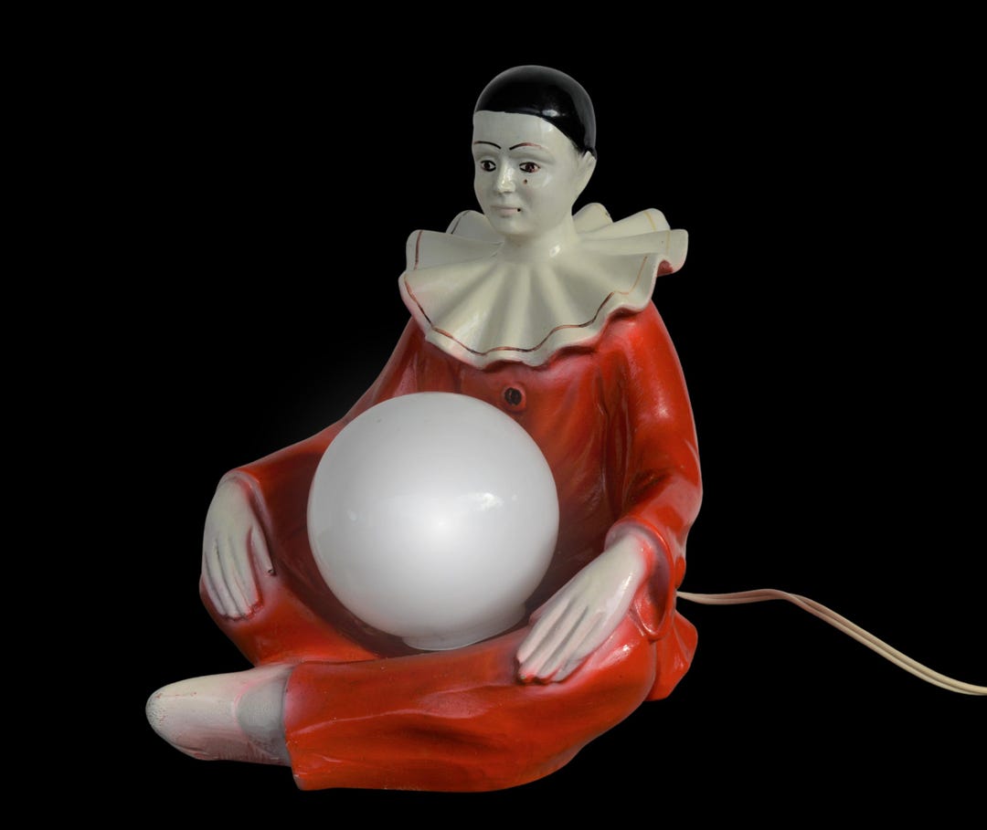 Vintage Pierrot Table Lamp Red Color Pierrot Design Table Lighting ...