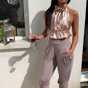 Crop Top Backless With Ruffle Made of Silky Satin - Etsy