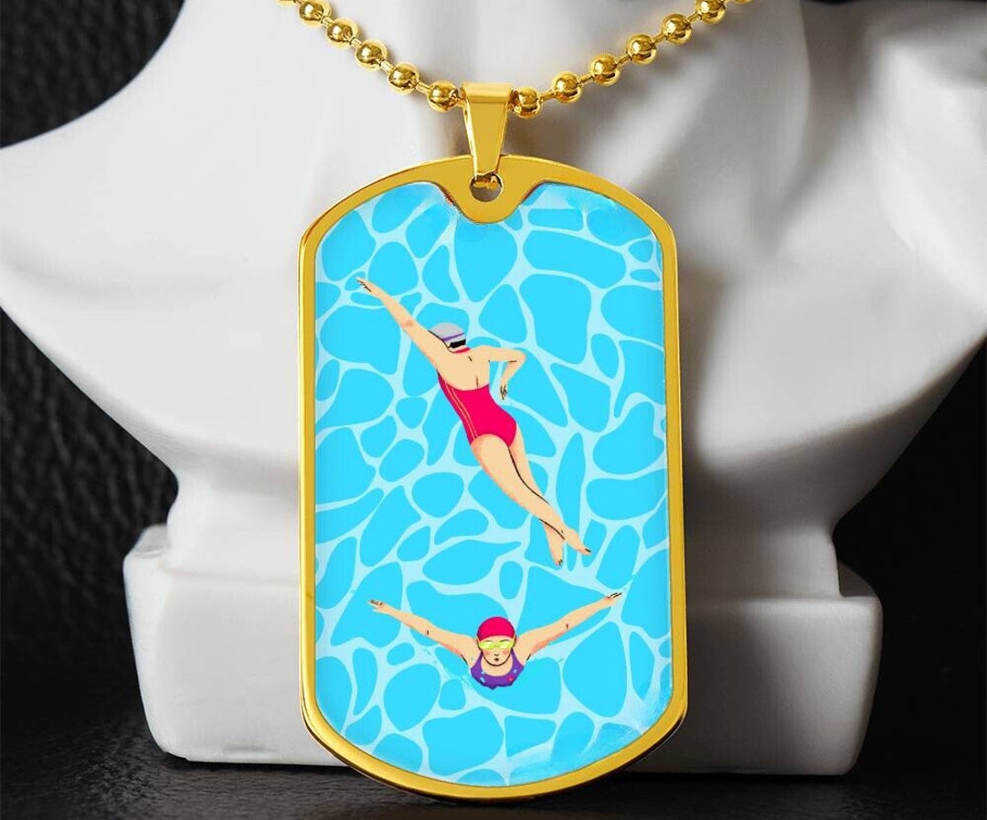 Swimmer Necklaces, Swimming Necklace, Blue Necklaces Gold, Blue Pendant ...