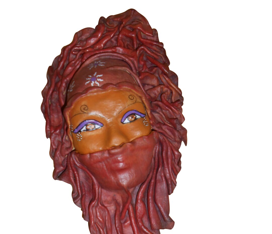 Leather Wall Mask, Bohemian Wall Decor, Face Masks Fro Wall, Home Decor ...