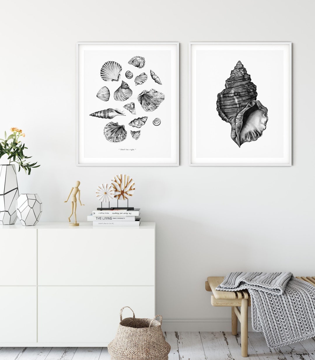 Ocean Shells Ink Art Print Bundle | Limited Edition Nautical ...
