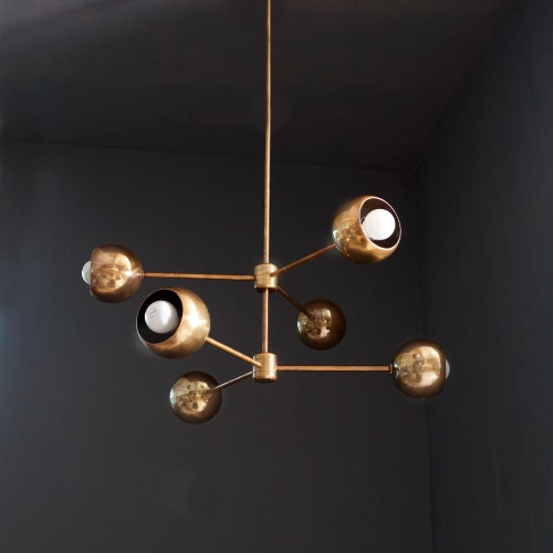 Modern Brass 3 Light Blue Ball Sputnik Chandelier Light - Etsy