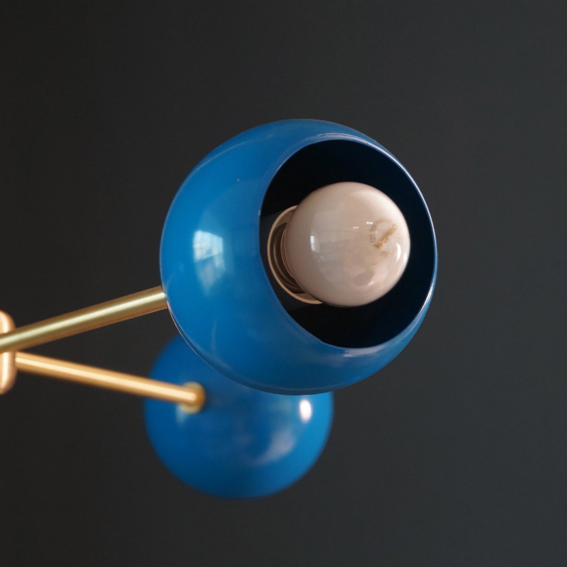 Modern Brass 3 Light Blue Ball Sputnik Chandelier Light | Etsy