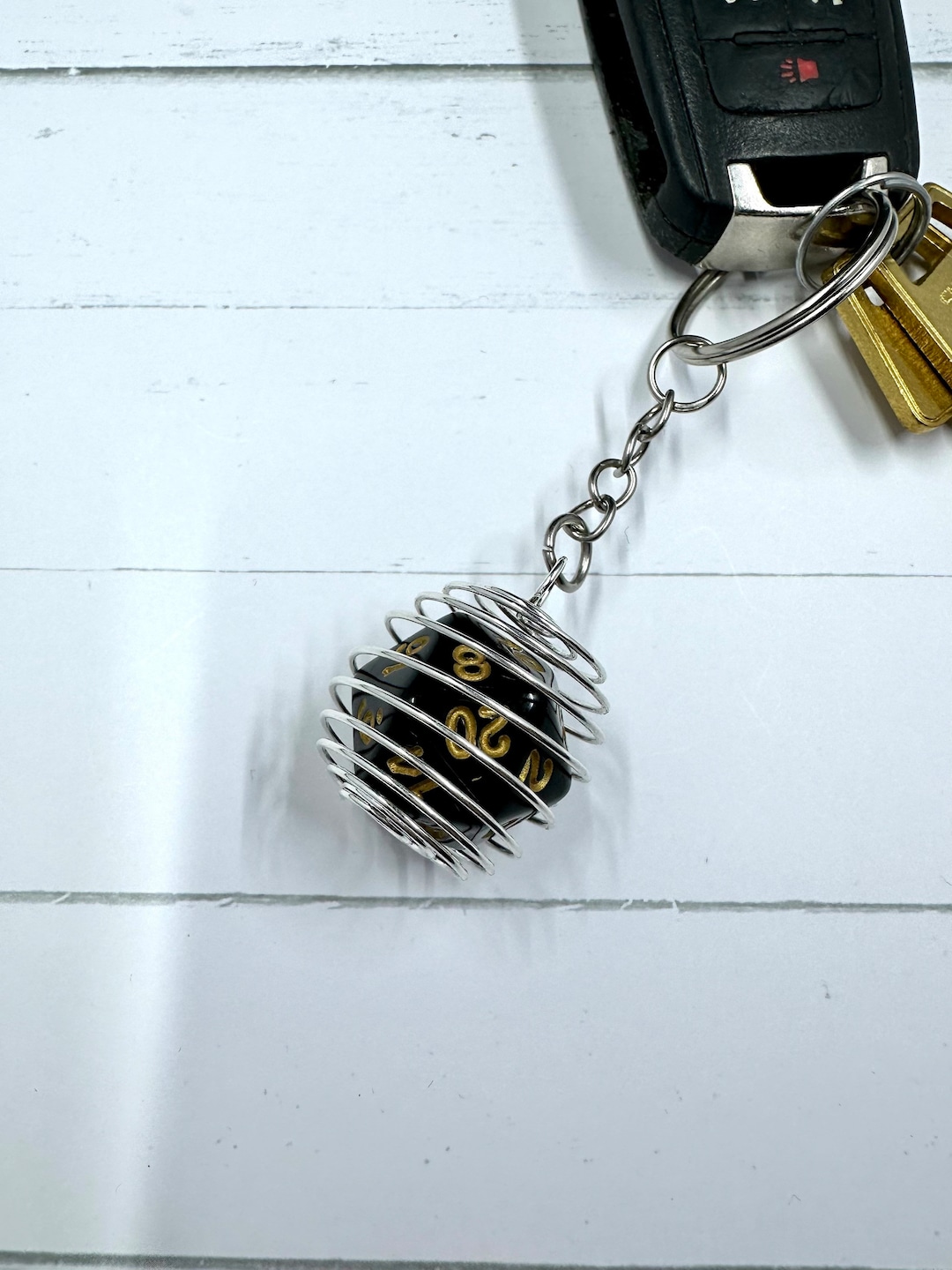 D20 Dice Cage Keychain, Dungeons and Dragons Dice Keychain, D20 ...