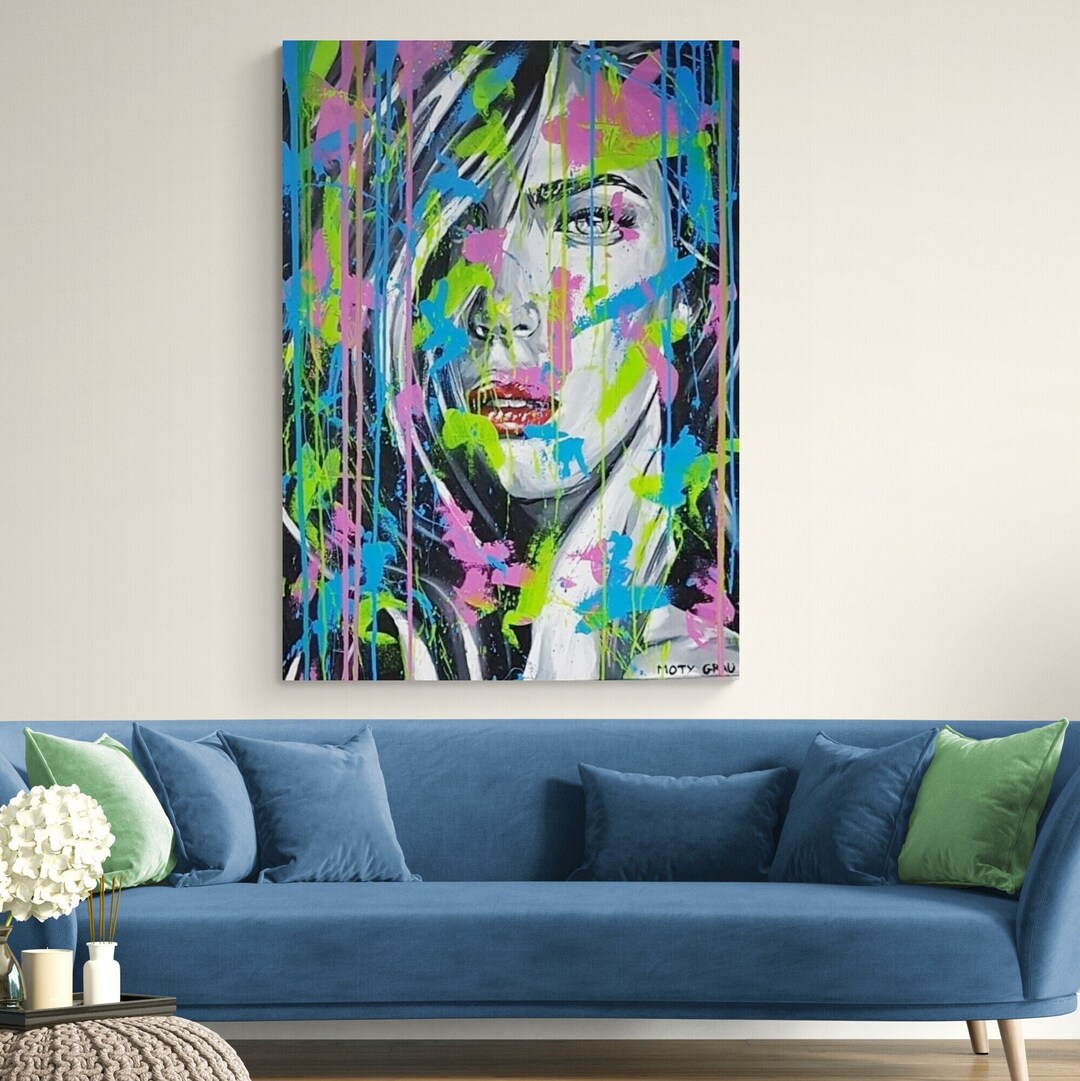Passionate Black and White Portrait Original Acrylic Painting With ...