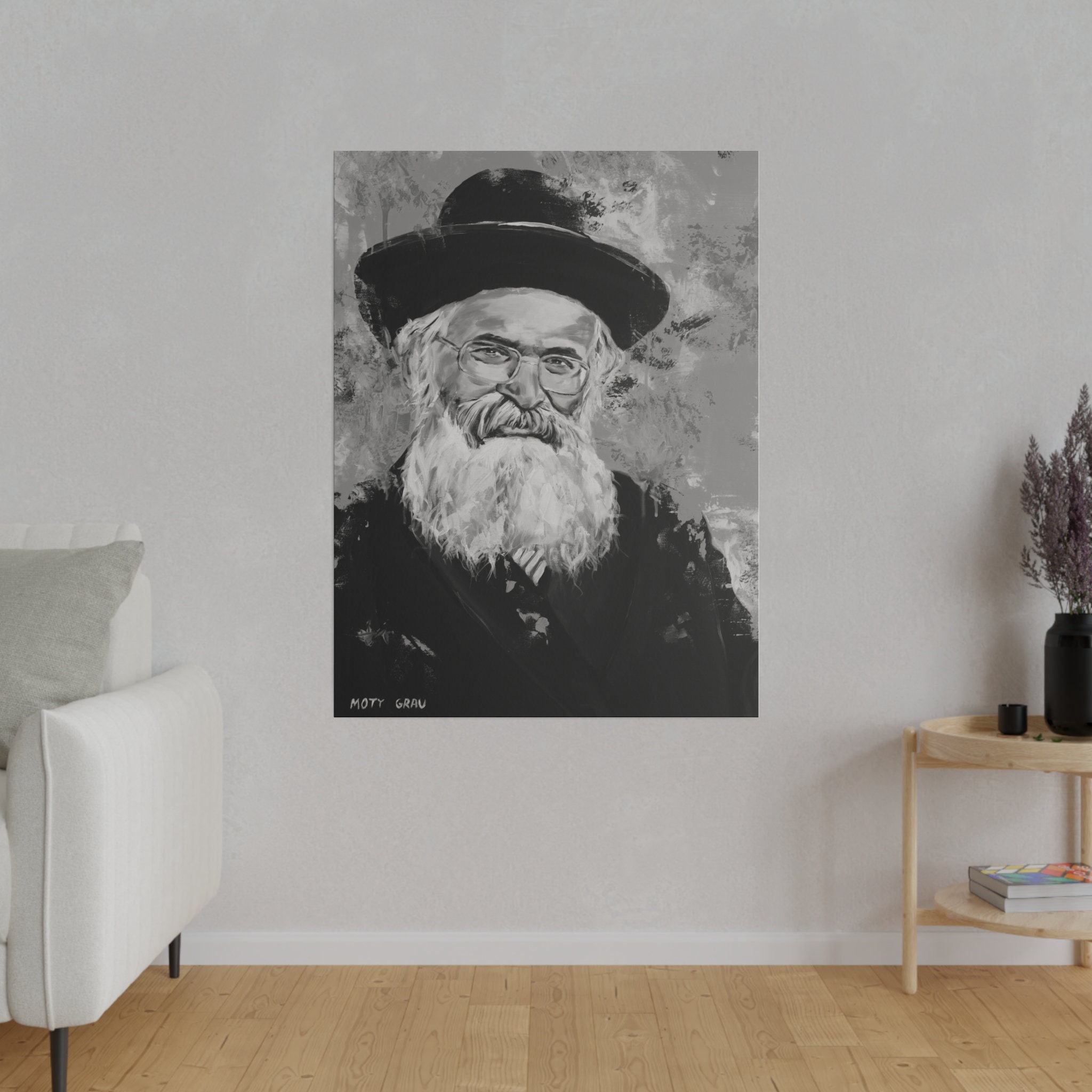 Rabbi Yoram Abargel Canvas Print, Realistic Rabbi Artwork, Jewish Wall ...