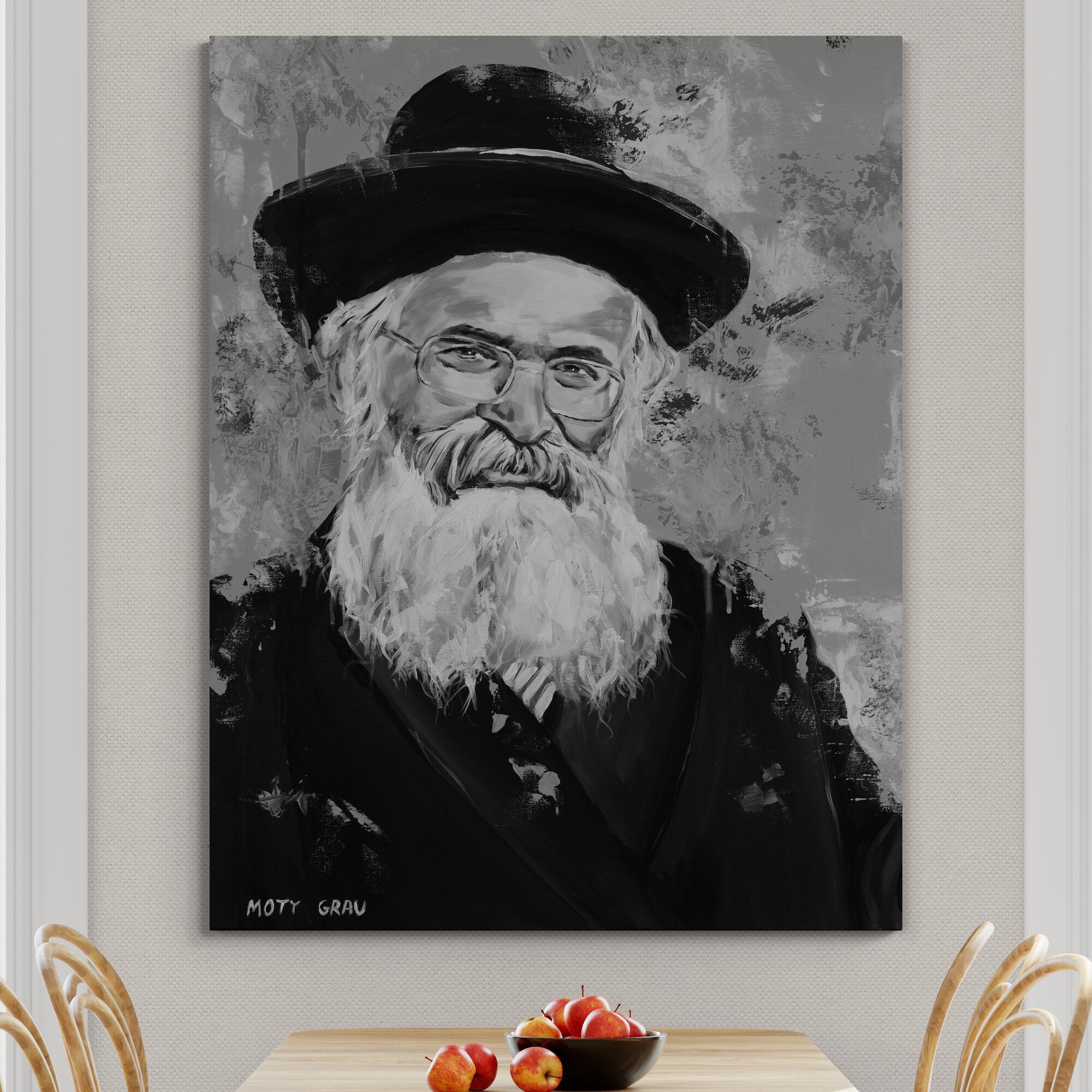 Rabbi Yoram Abargel Canvas Print, Realistic Rabbi Artwork, Jewish Wall ...