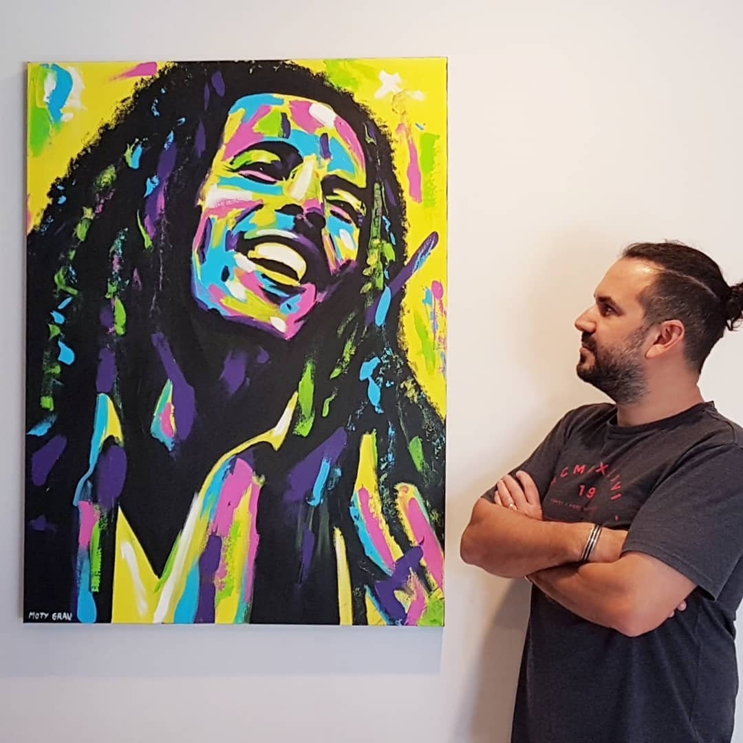 Happy Bob Marley Original Painting - Vibrant Portrait, Smiling Musician ...