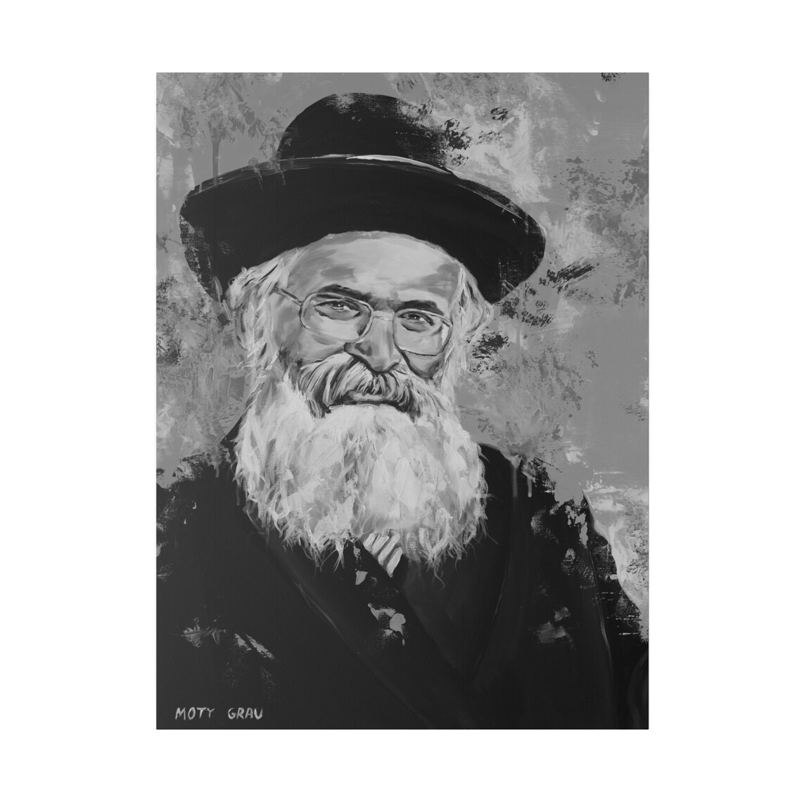 Rabbi Yoram Abargel Canvas Print, Realistic Rabbi Artwork, Jewish Wall ...