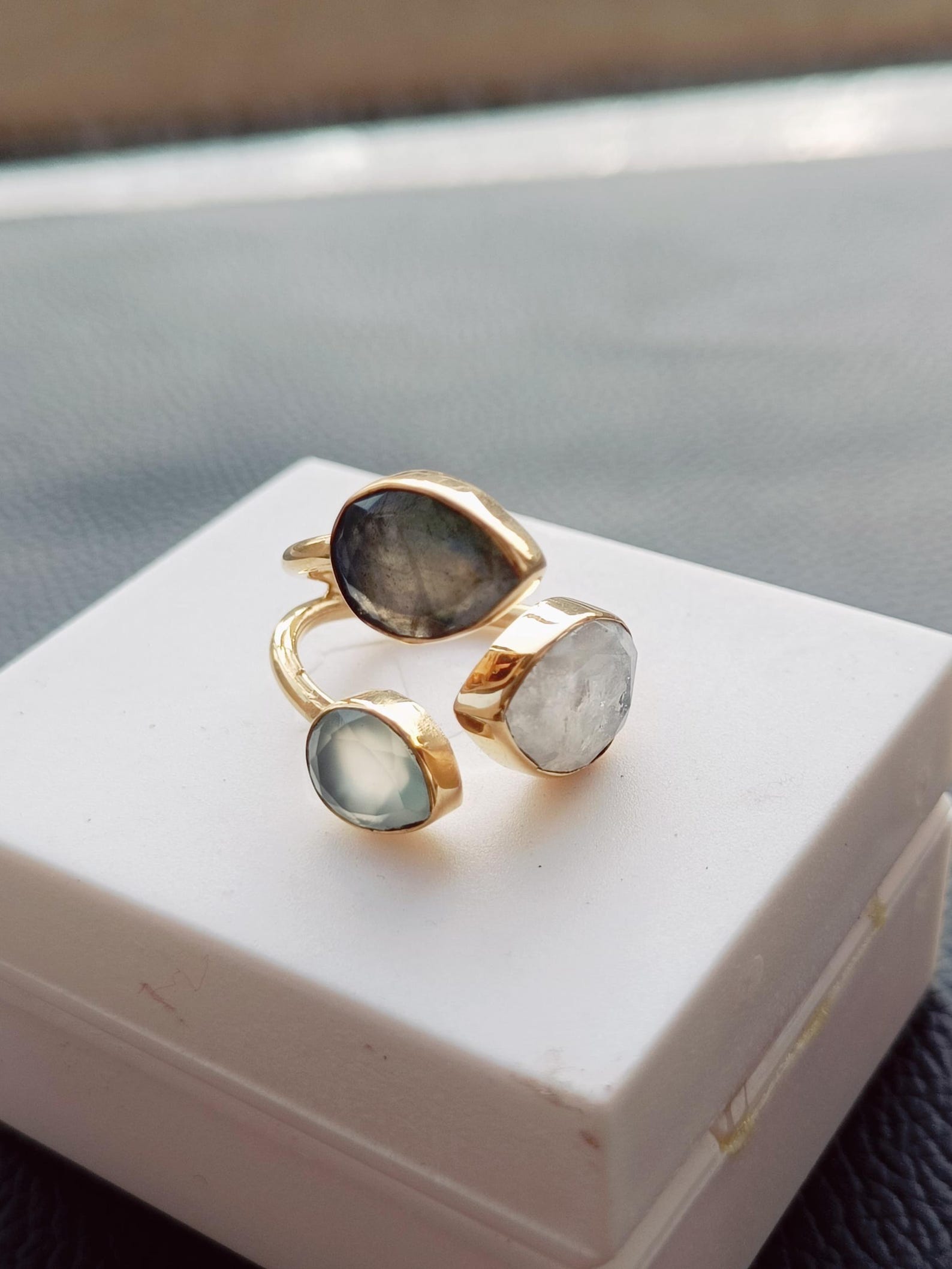 Labradorite Moonstone Chalcedony Ring, 925 Sterling Silver Ring ...