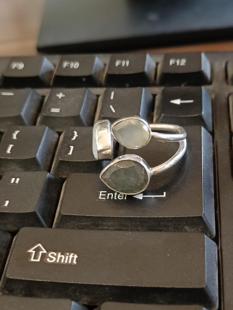 Labradorite Moonstone Chalcedony Ring, 925 Sterling Silver Ring ...