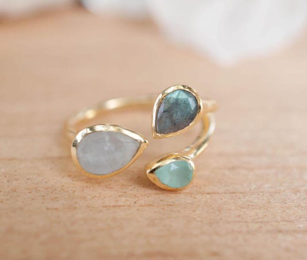Labradorite Moonstone Chalcedony Ring, 925 Sterling Silver Ring ...
