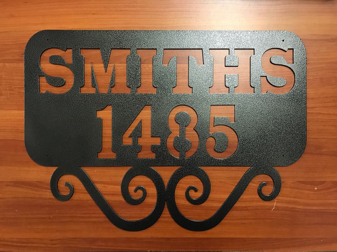 Metal House Number With Family Name and Scrolls / Metal - Etsy