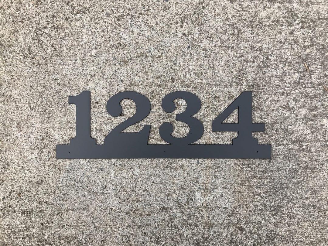 4 House Number Sign With Bottom Bar / Metal Address Sign / - Etsy