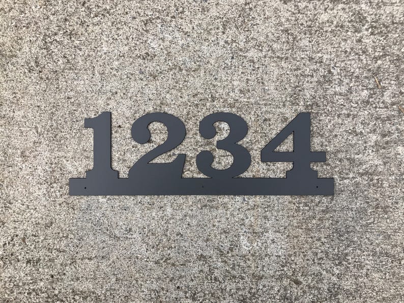 4 House Number Sign With Bottom Bar / Metal Address Sign / - Etsy