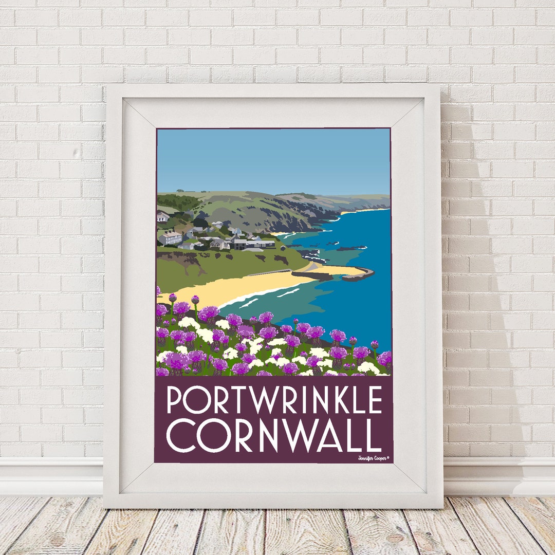 Portwrinkle Beach, Cornwall Vintage/art Deco Style Design Birthday ...