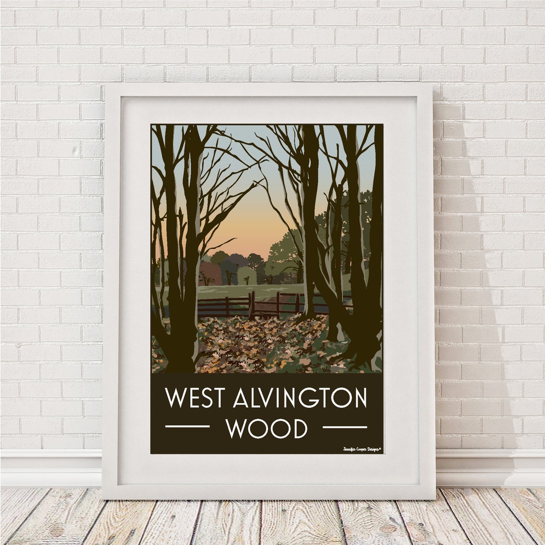 West Alvington Wood, Devon Vintage/art Deco Style Design Birthday ...