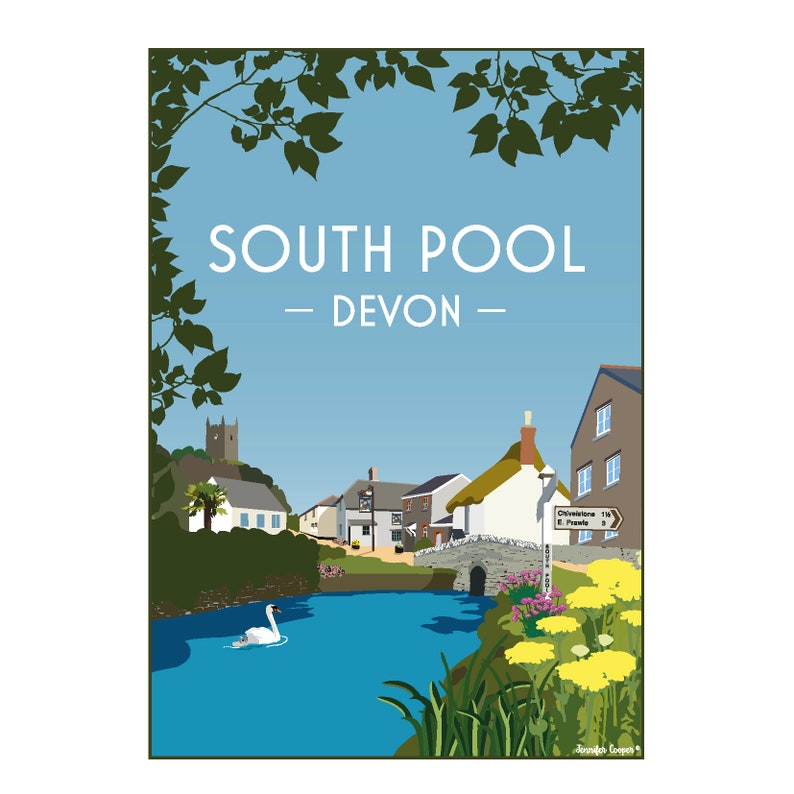 South Pool, Devon Vintage/art Deco Style Design Birthday/wedding Gift ...