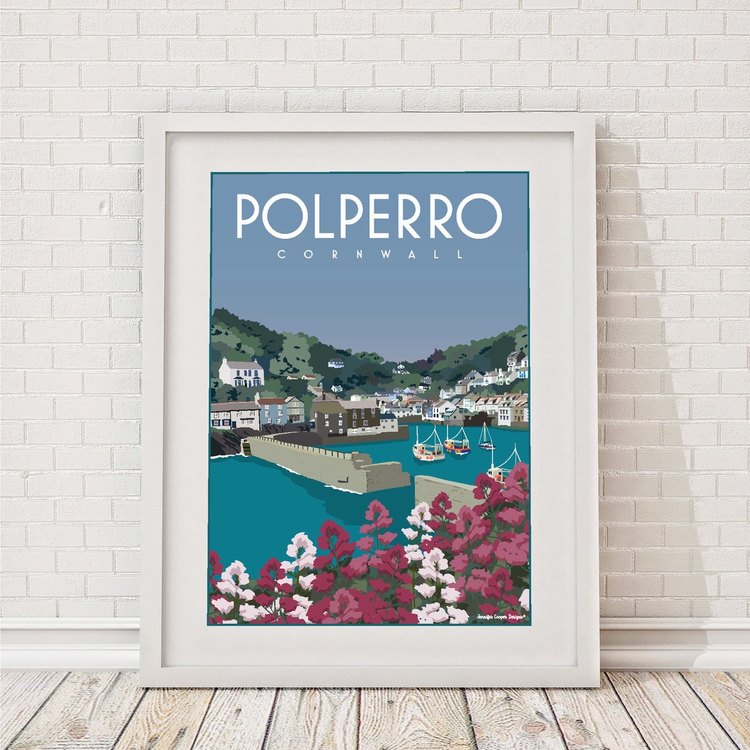 Polperro, Cornwall | Vintage/art Deco Style Design | Birthday/wedding ...