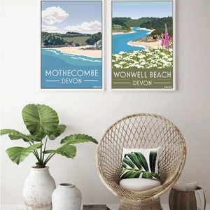 Wonwell Beach, Devon | Vintage/art Deco Style Design | Birthday/wedding ...