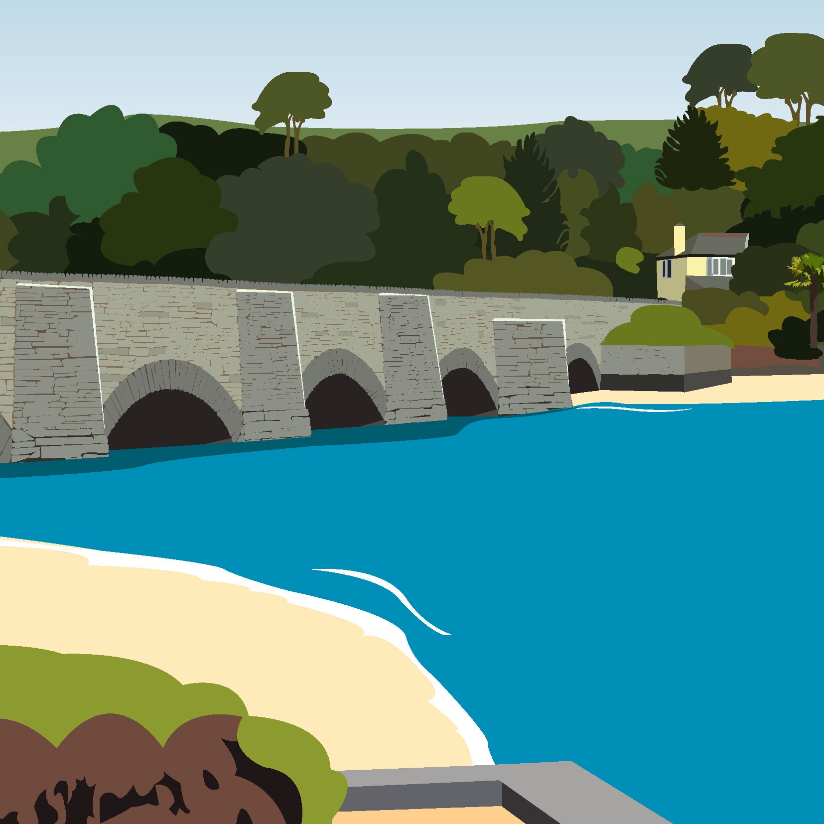 Bowcombe Bridge Kingsbridge Devon Vintage Style Print - Etsy