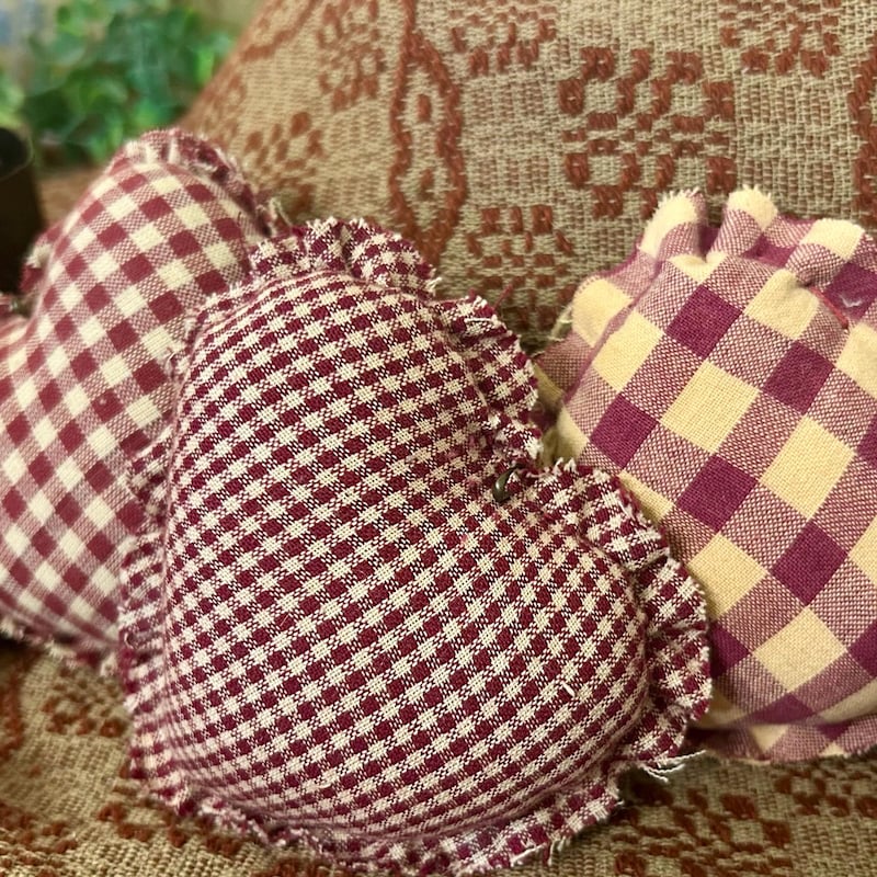 Primitive Hearts Burgundy - Etsy