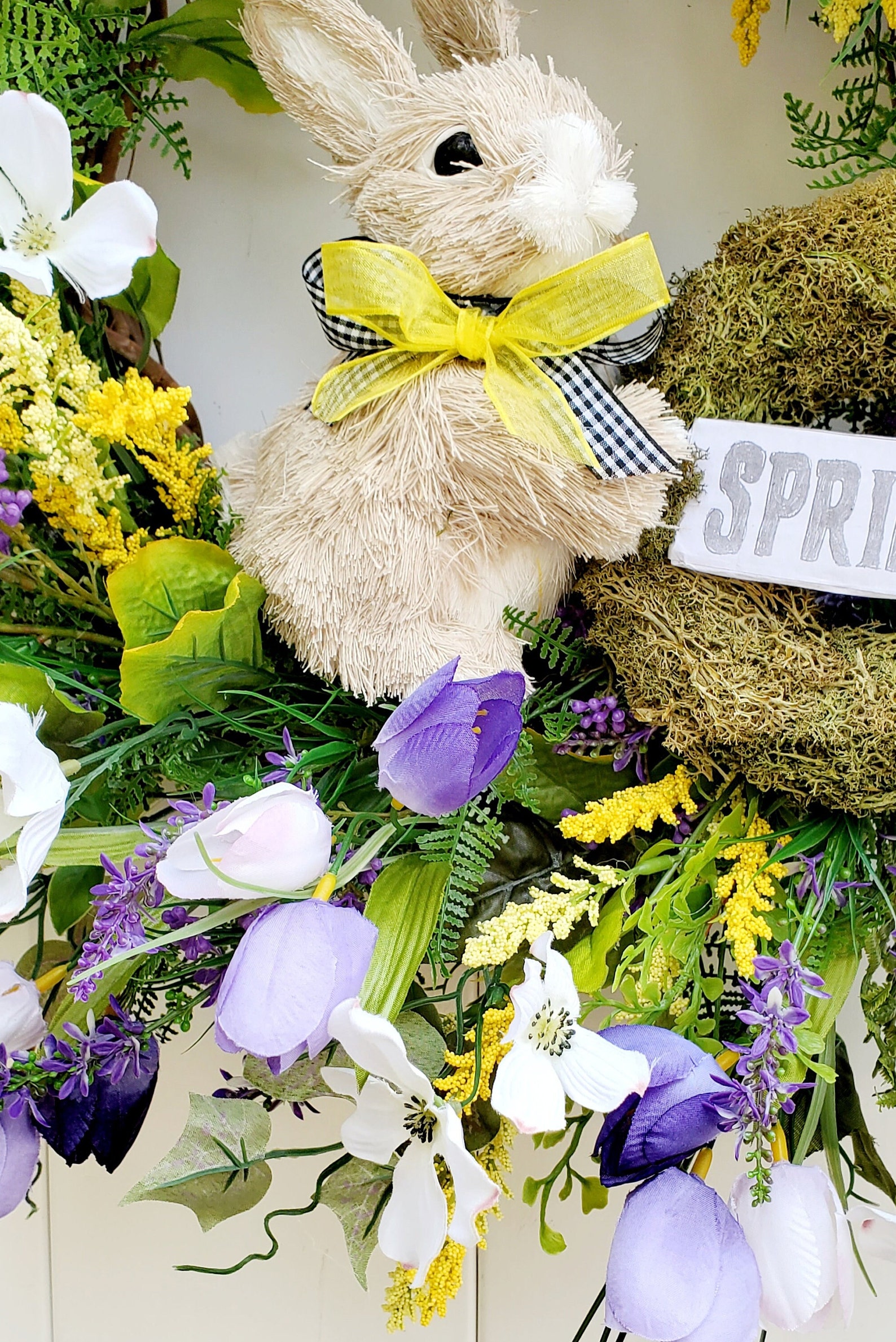 Easter Bunny Wreath for Front Door Easter Wreath With Bunny | Etsy