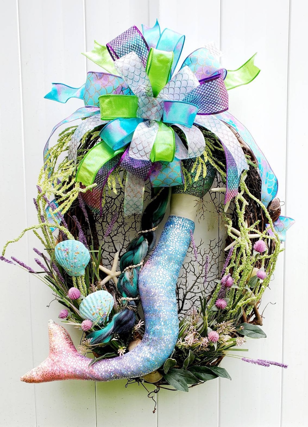 Extra Large Nautical Wreath, Mermaid Summer Wreath, Beach House Swag ...