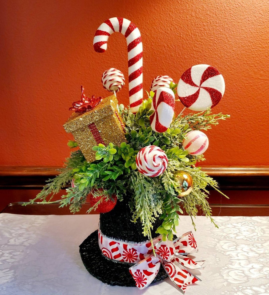 Whimsical Christmas Candy Centerpiece, Holiday Arrangement With Candy ...