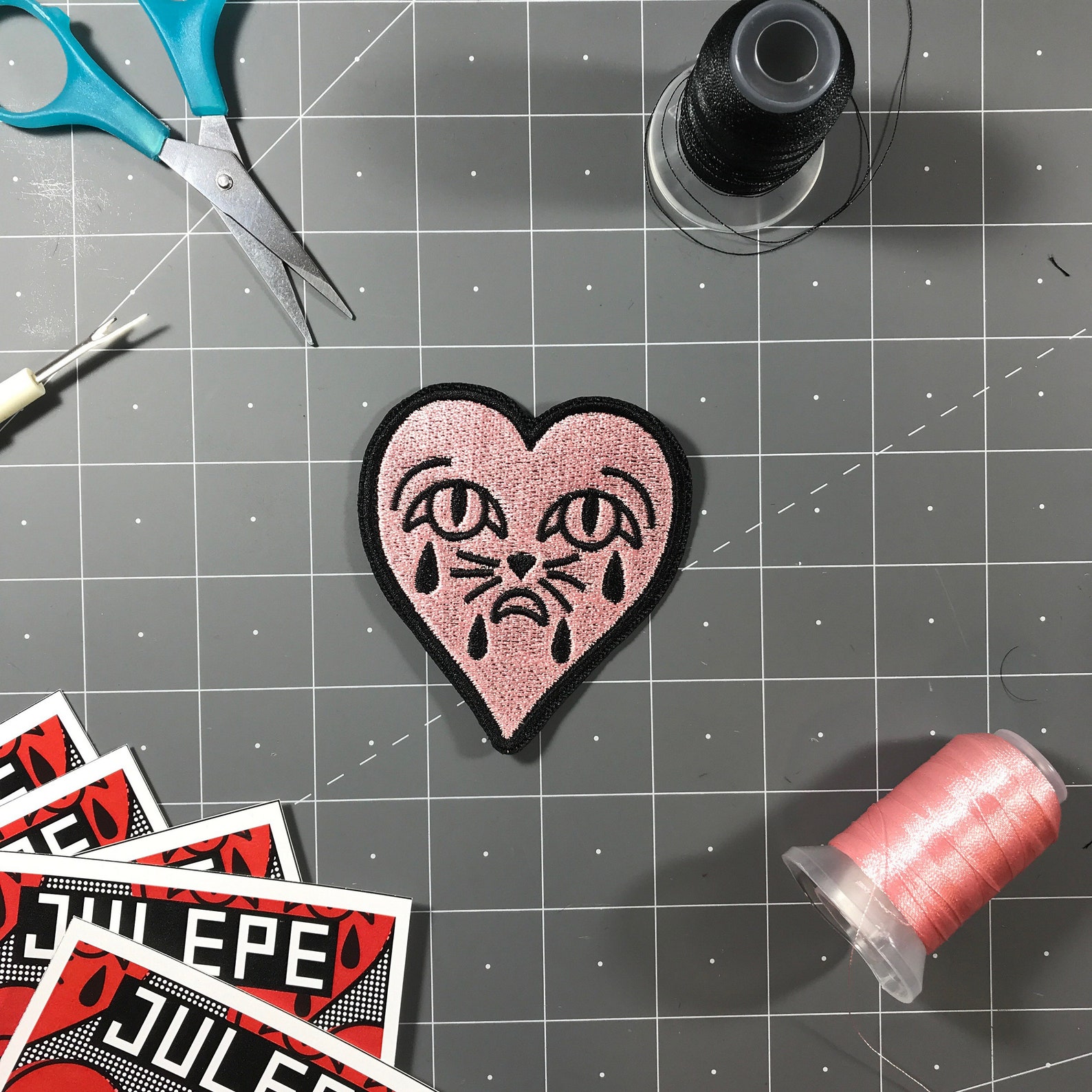 Crying Cat Embroidered Patch - Etsy