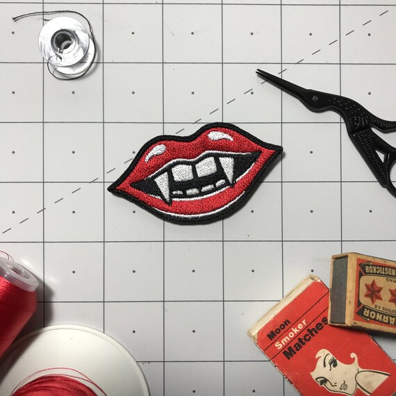 Vampire Kiss Embroidered Patch Glow in the Dark | Etsy