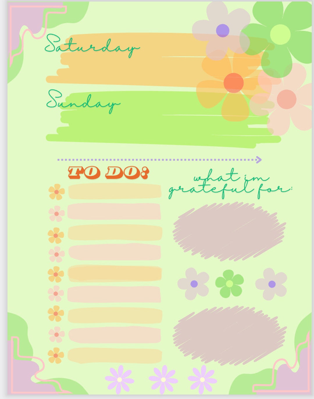 Flower Power Weekly Digital Planner - Etsy