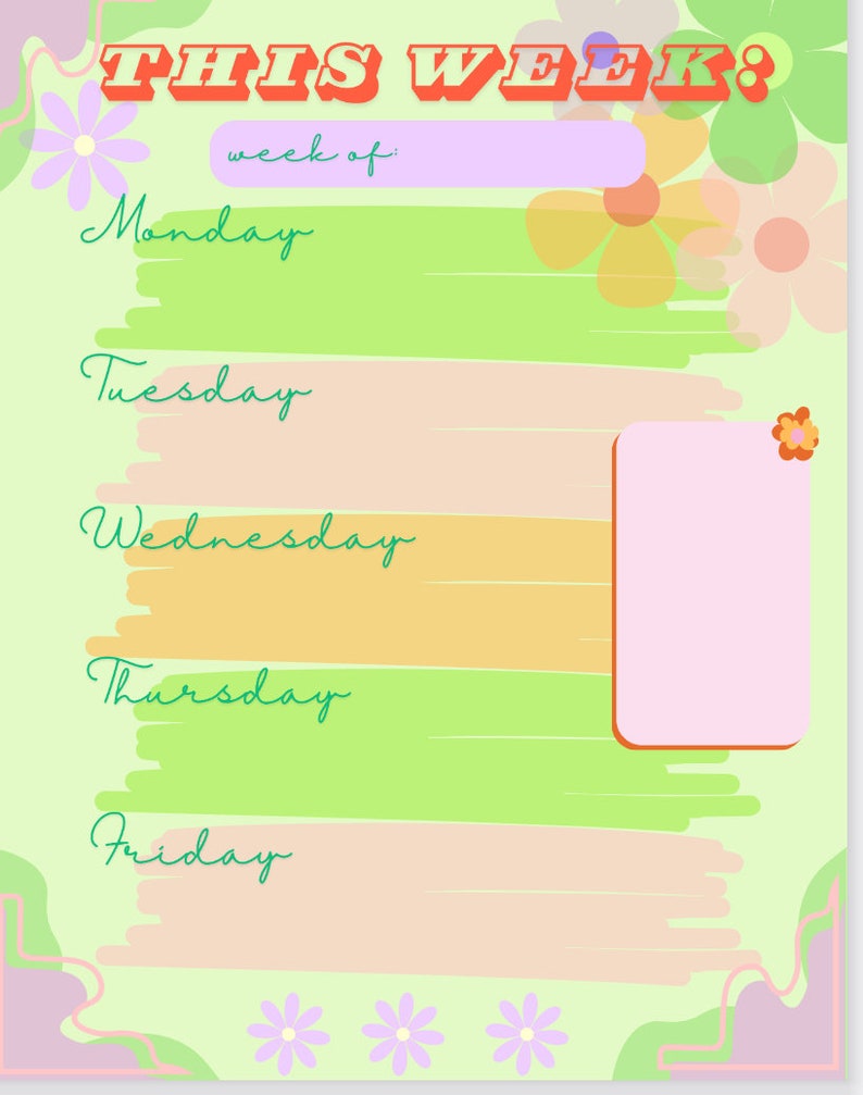 Flower Power Weekly Digital Planner - Etsy