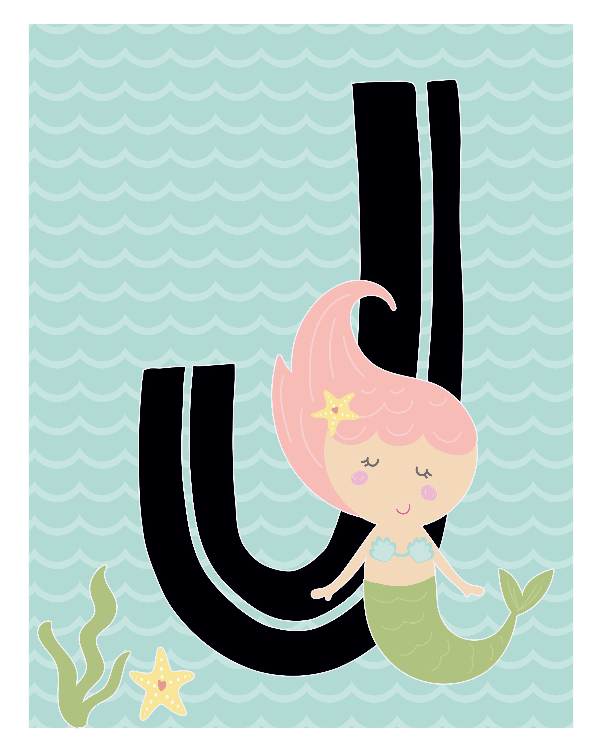 Mermaid Jane Letter Art Prints Spell Out Your Baby's or - Etsy