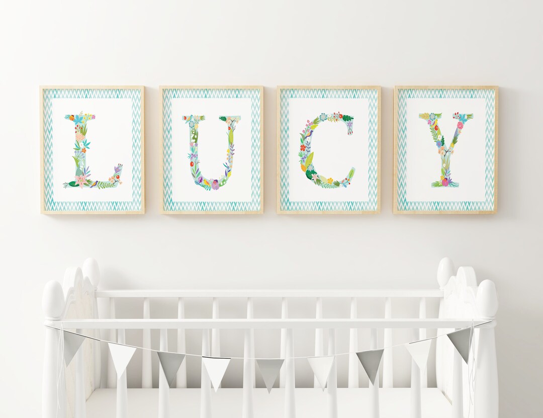 Blue Lucy Letters Art Prints Spell Out Your Baby's or - Etsy