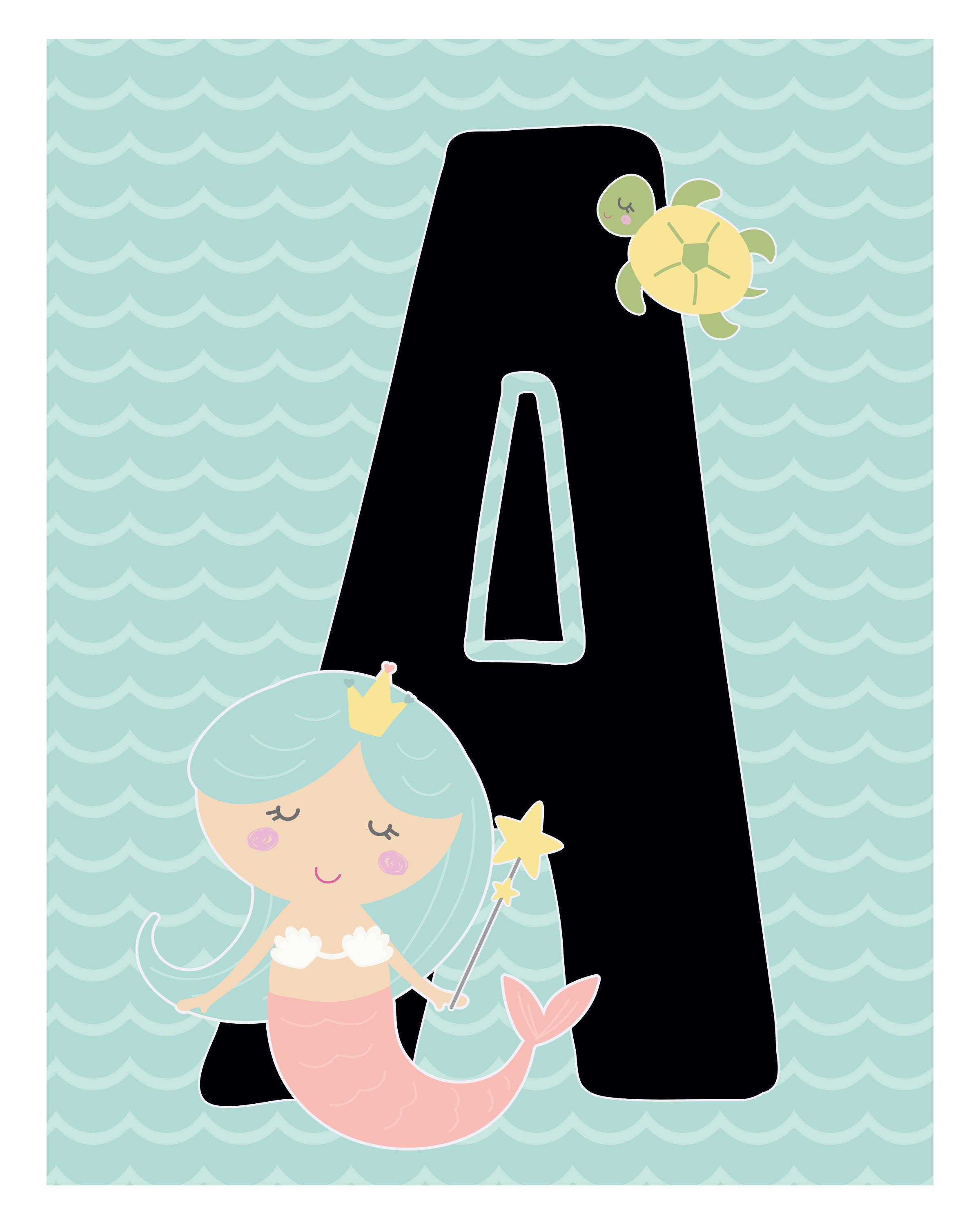 Mermaid Jane Letter Art Prints Spell Out Your Baby's or - Etsy