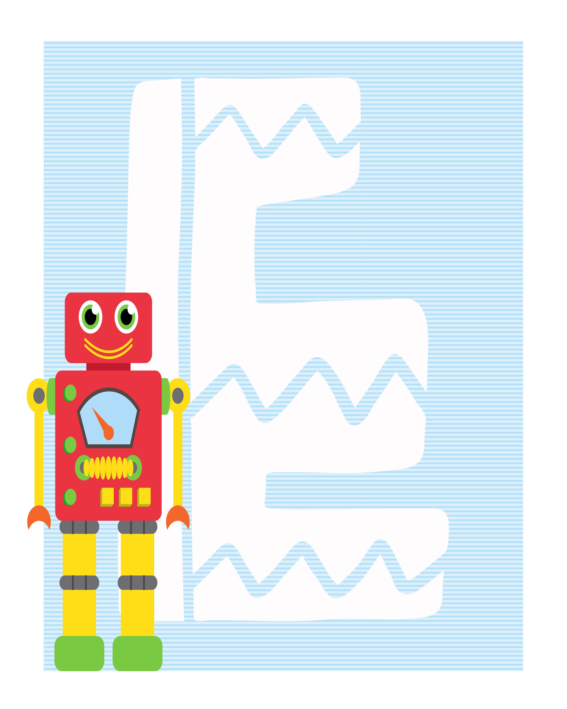 Retro Robot Letters Fine Art Print Spell Out Your Baby's - Etsy